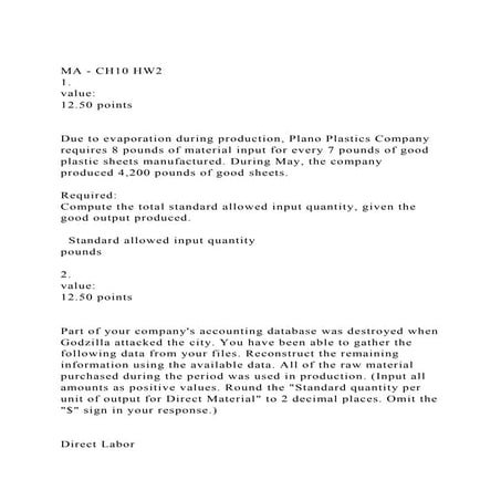 MA - CH10 HW2 1.value12.50 pointsDue to evaporation d.docx