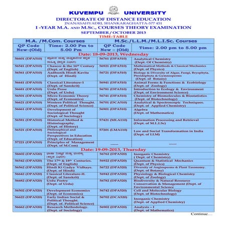 Ma msc-timetable-2013 | PDF