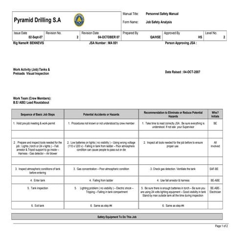 Ma 001 tanks & preloads visual inspection | DOC | Resume Writing and ...