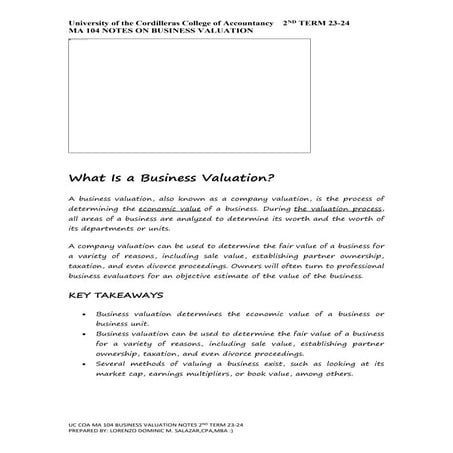 FUNDAMENTAL BUSINESS VALUATION NOTES.docx | Business Accounting ...