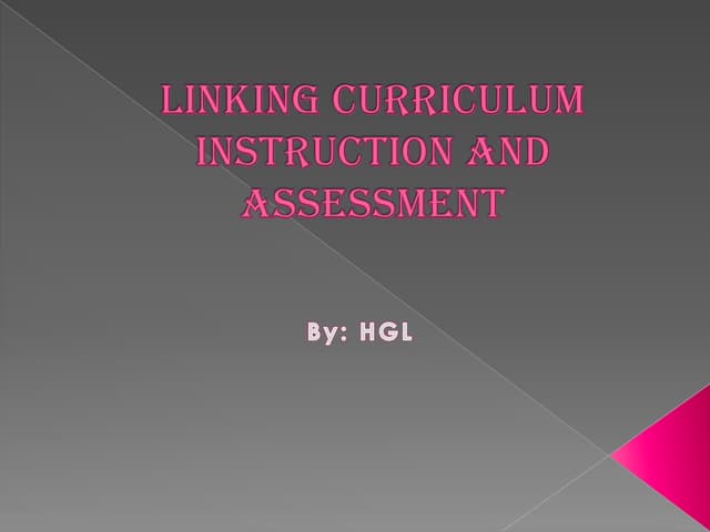 Linking curriculum, instruction and assessment | PPTX