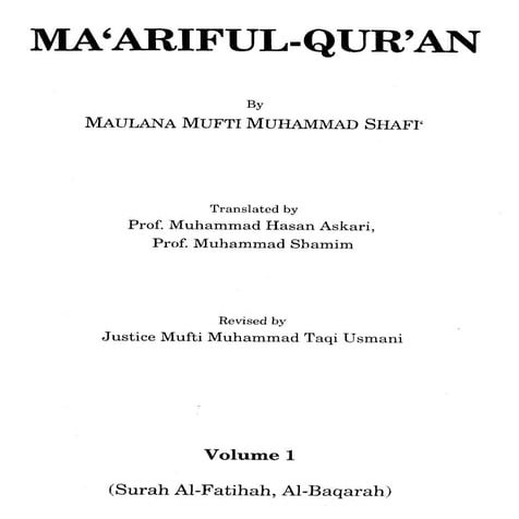 Maariful quran mufti shafi usmani ra vol-1 | PDF