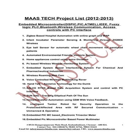 Ieee Projects Embedded Systems Embedded Systems Ieee Projects Maastech