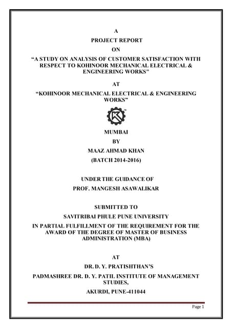 Project report on customer satisfaction | DOCX