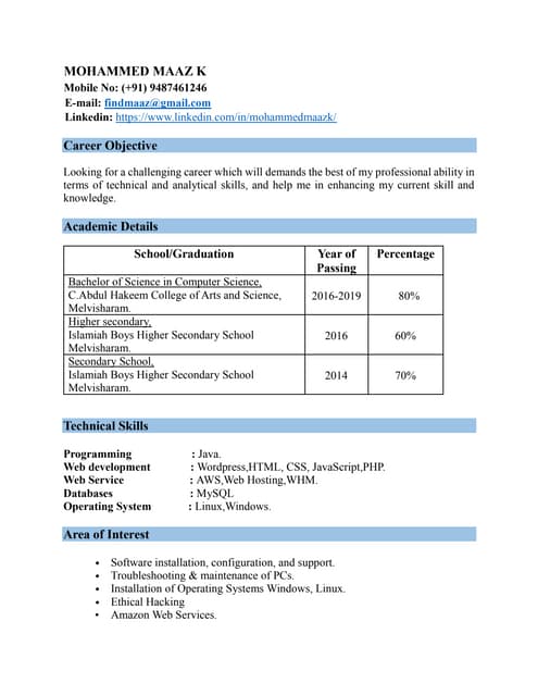 cv | DOCX | Computing | Technology & Computing