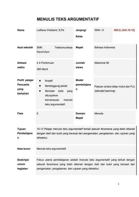 MODUL AJAR BAHASA INDONESIA teks argumentasi.docx