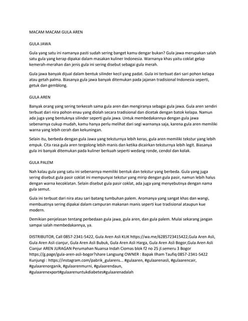 macam macam gula | DOCX