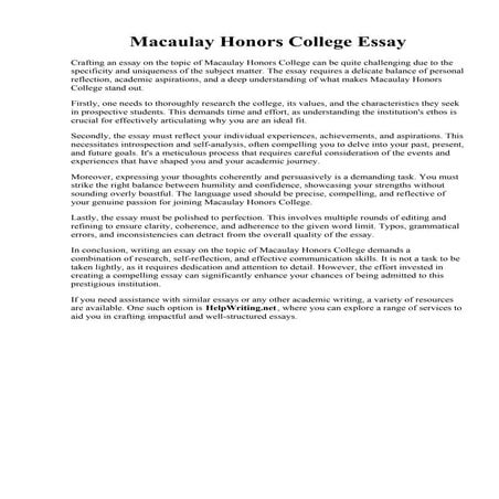 Macaulay Honors College Essay | PDF