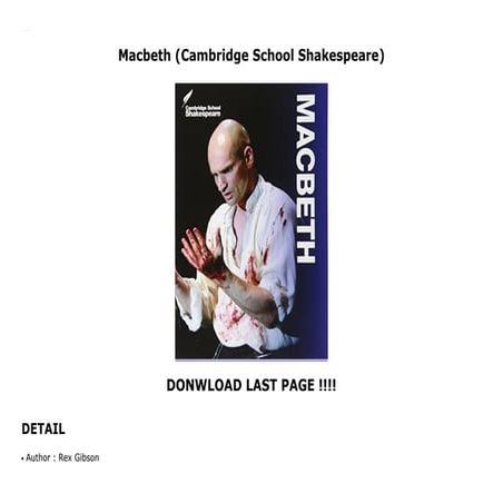 Macbeth (Cambridge School Shakespeare) | PDF