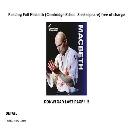 Reading Full Macbeth (Cambridge School Shakespeare) free of charge | PDF