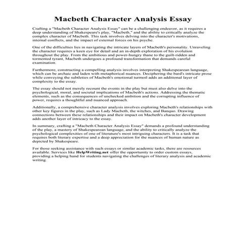 Macbeth Character Analysis Essay.pdf | Healthcare Industry | Industries