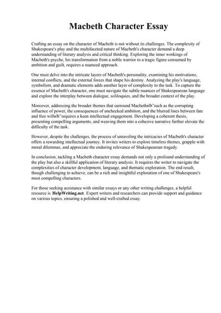 Macbeth Conclusion Essay | PDF