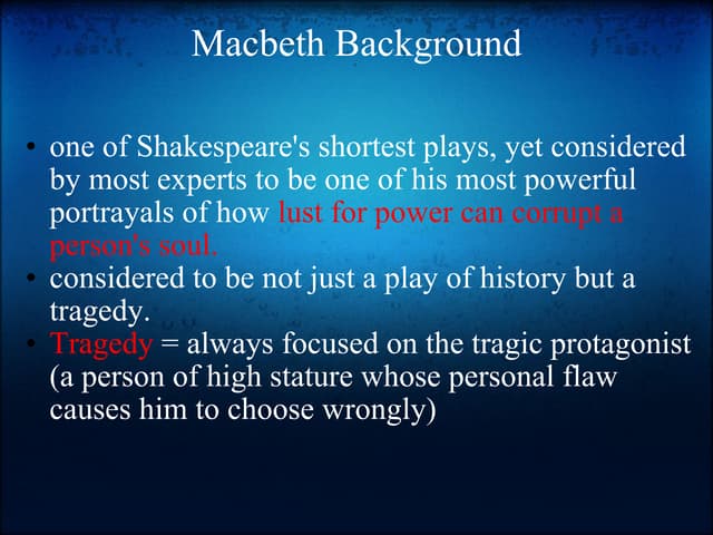 The Tragedy of Macbeth Slide - A brief Introduction | PPT