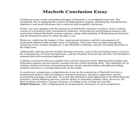 Macbeth Conclusion Essay | PDF