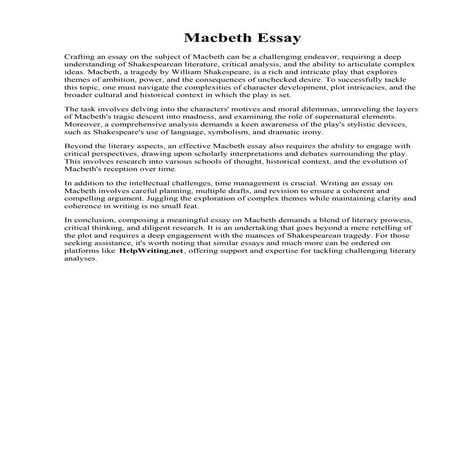 Macbeth Essay.pdf | Environmental Services Industry | Industries