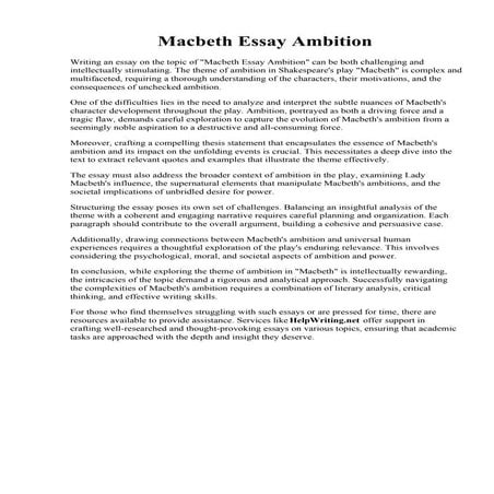 Macbeth Essay Ambition | PDF