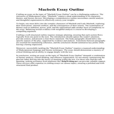 Macbeth Essay Outline | PDF