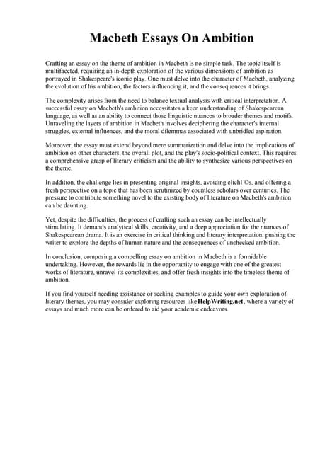 Essay On Macbeth | PDF