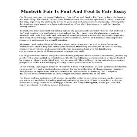 Macbeth Fair Is Foul And Foul Is Fair Essay.pdf