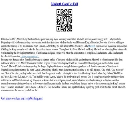 Macbeth Good Vs Evil | PPT