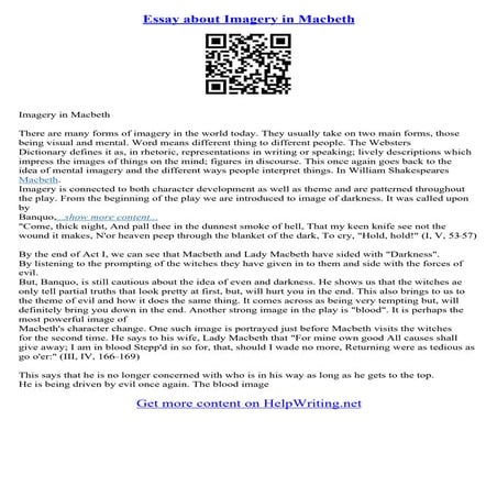 Macbeth Imagery Essay | PDF