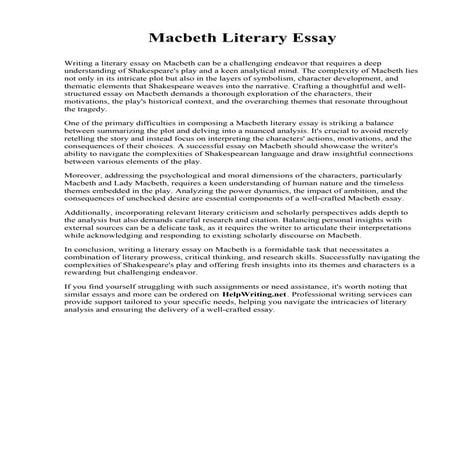 Macbeth Literary Essay | PDF