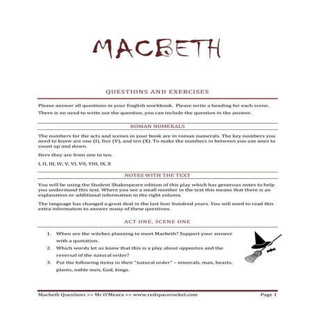 Macbeth Comprehension Questions | DOCX
