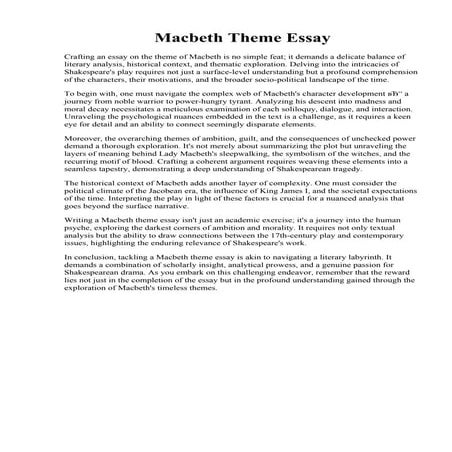 Macbeth Theme Essay | PDF | Standardized Testing | Educational Assessment