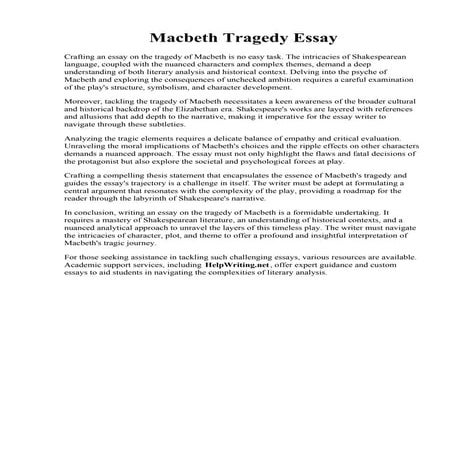 Macbeth Tragedy Essay | PDF