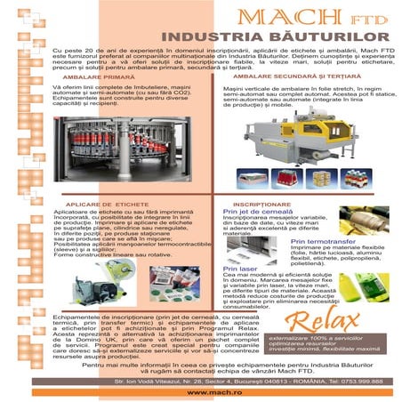Mach FTD - Solutii pentru Industria Bauturilor | PDF