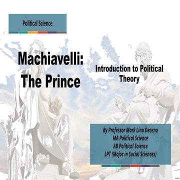 Machiavelli and The Prince A introduction to Political Theory | PPTX