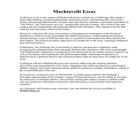 Machiavelli Essay | PDF