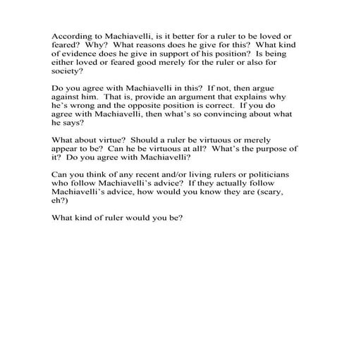Machiavelli Questions | PDF