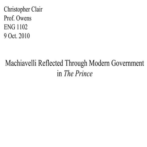 Machiavelli's the prince | PPT
