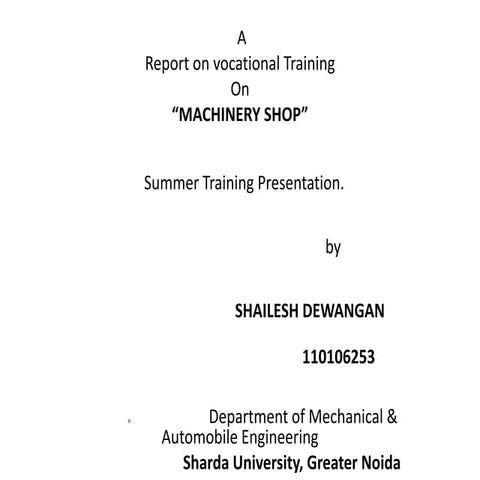 Machinary shop | PPT