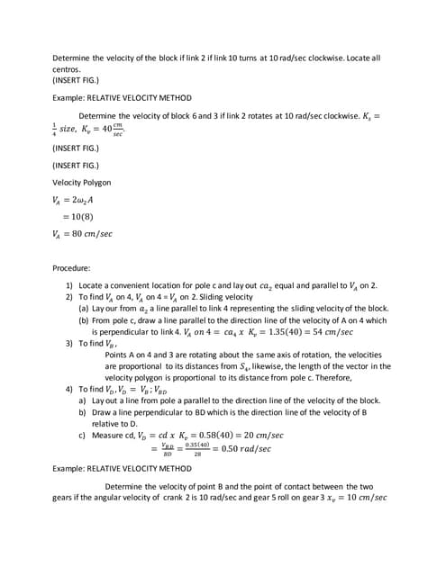 Theory of machines solution of exercise | PDF