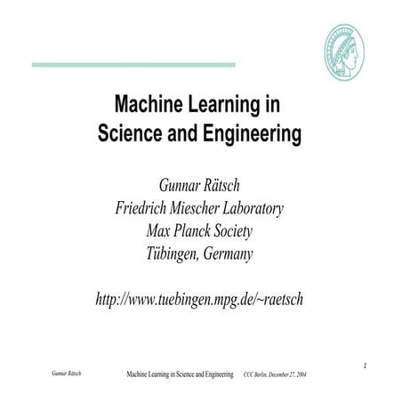 Machine Learning in Science and Engineering | PPT