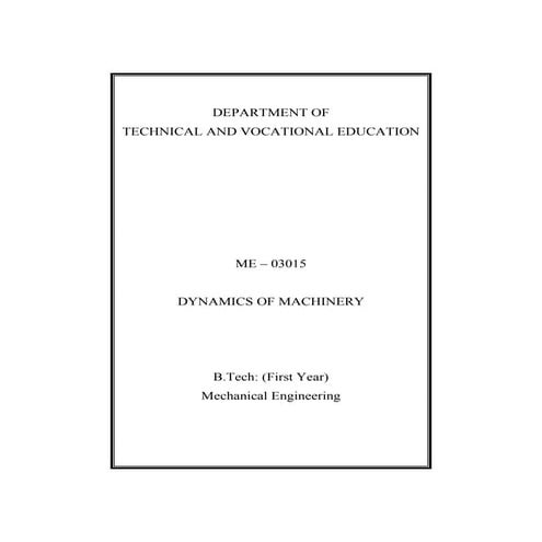 Machine dynamics l1 | PDF