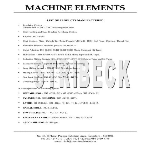 Machine Elements - product list | PDF