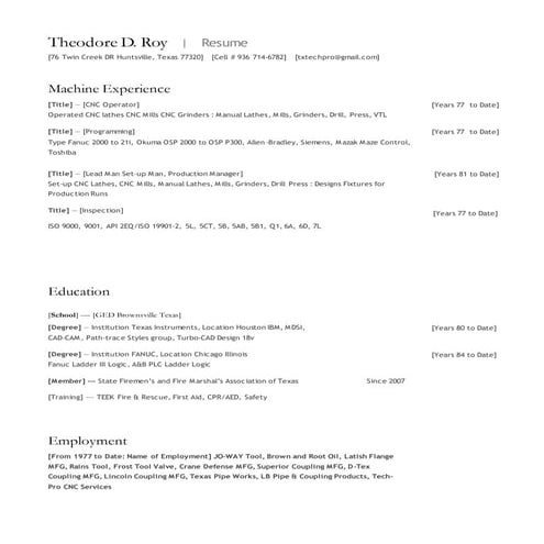 Machine experience | DOCX