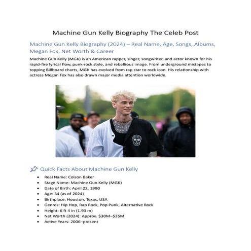 Machine Gun Kelly Life Biography The Celeb Post | PDF