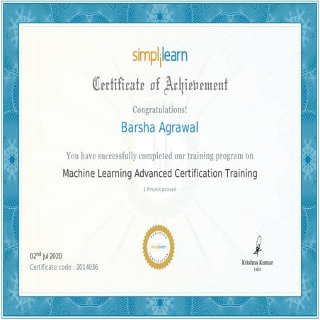 Machine learning certificate | PDF