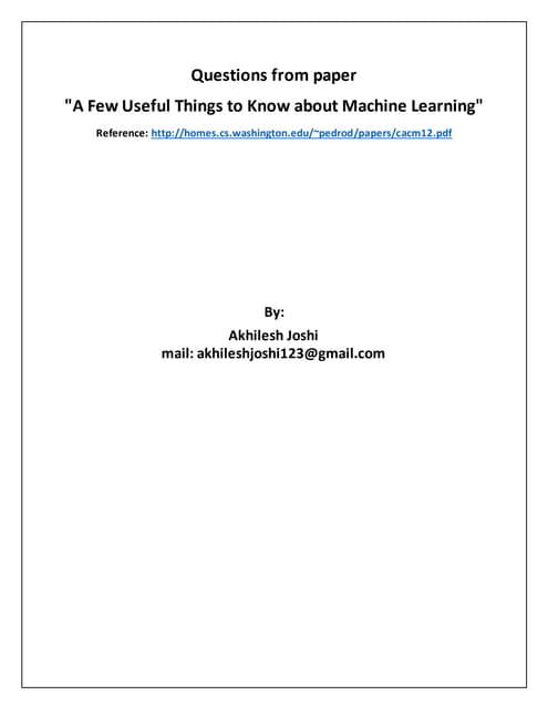 Machine Learning | PDF | Educational Assessment | Education