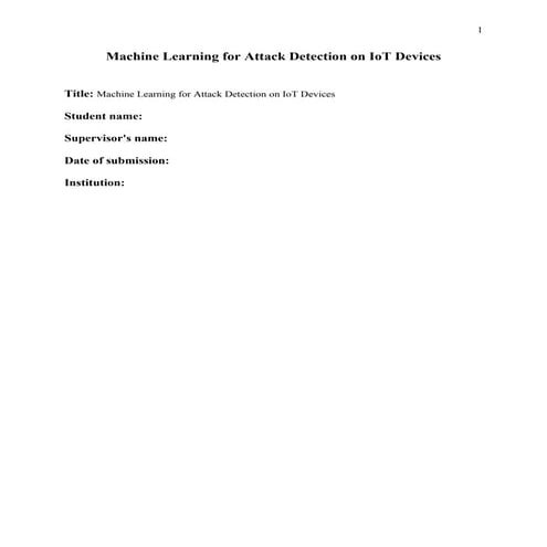 Machine Learning For Attack Detection On Iot Devices Docx Internet Computing