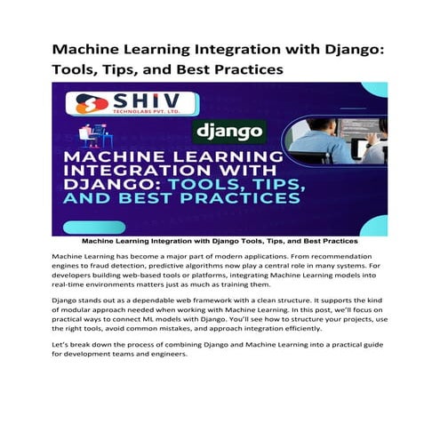 Integrating Machine Learning with Django: A Practical Guide | PDF