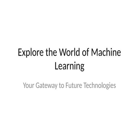 Basics of Machine Learning for freshers. | PPTX