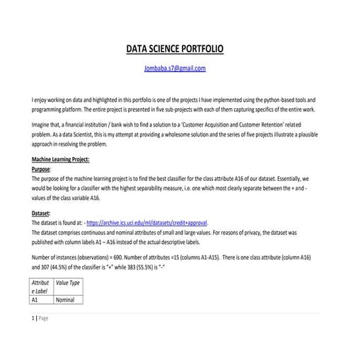 Machine learning project | PPT
