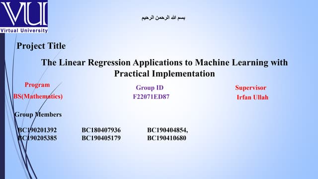 Linear Regression Application Of Machine Learning Pptx