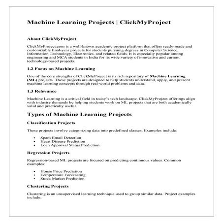 Machine Learning Projects Clickmyproject Docx