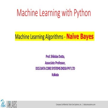 Machine Learning With Python Machine Learning Algorithms Naïve Bayespdf
